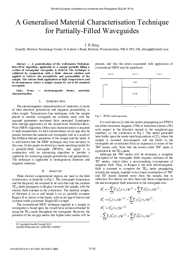 (PDF) A generalised material characterisation technique for partially-filled waveguides