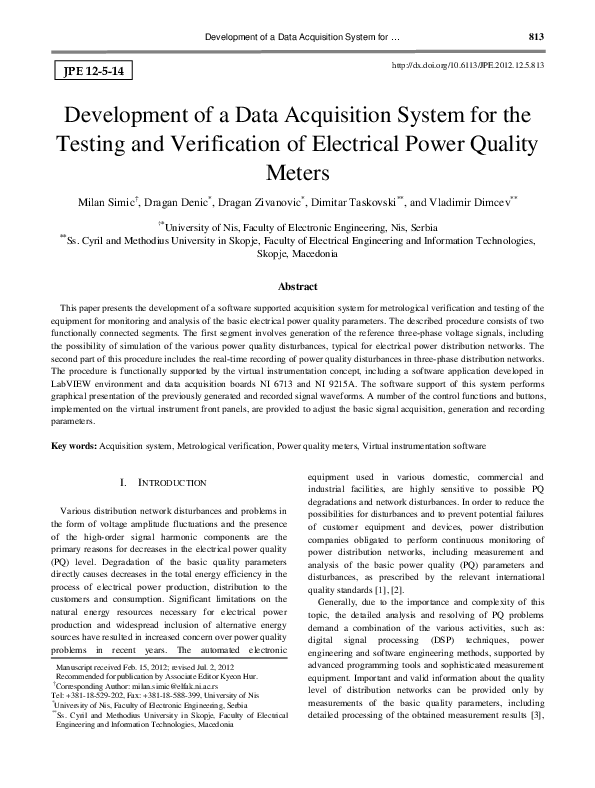 (PDF) Development of a Data Acquisition System for the Testing and ...