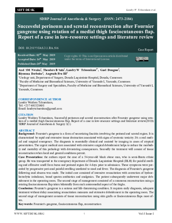 (PDF) Successful perineum and scrotal reconstruction after Fournier ...