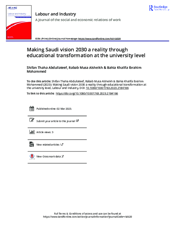 (PDF) Making Saudi vision 2030 a reality through educational ...