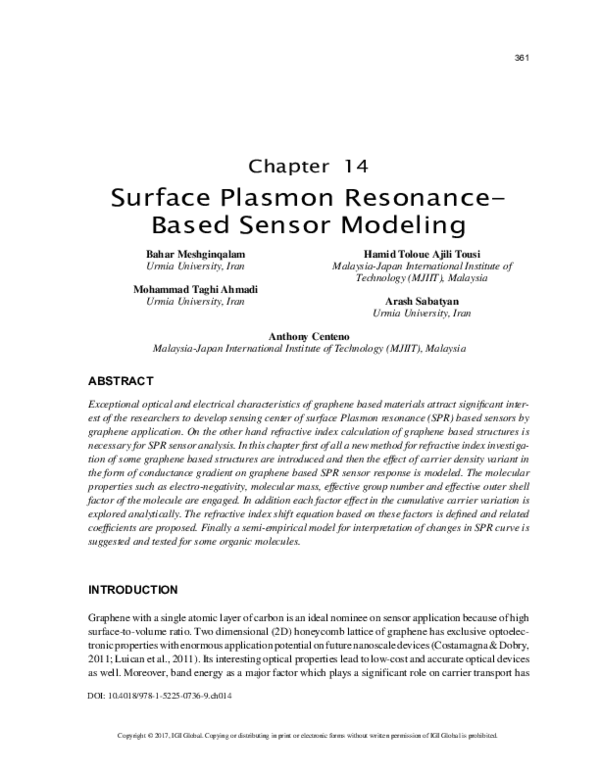 Pdf Surface Plasmon Resonance Based Sensor Modeling