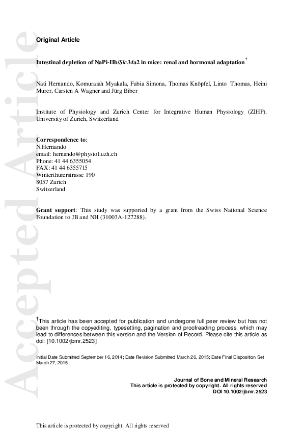 (PDF) Intestinal depletion of NaPi-IIb/Slc34a2 in mice: renal and ...
