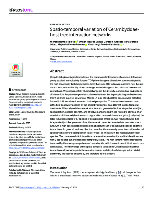 (PDF) Spatio-temporal variation of Cerambycidae-host tree interaction networks | Víctor H ...