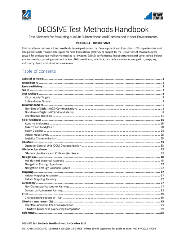 (PDF) DECISIVE Test Methods Handbook: Test Methods for Evaluating sUAS ...