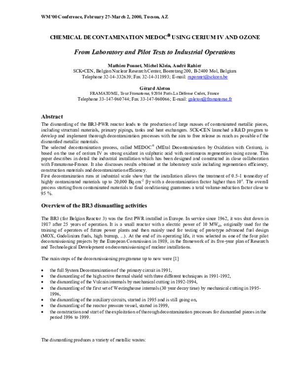 (PDF) From Laboratory and Pilot Tests to Industrial Operations