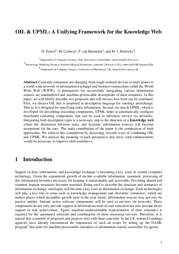 (PDF) Horrocks: OIL & UPML: A Unifying Framework for the Knowledge Web