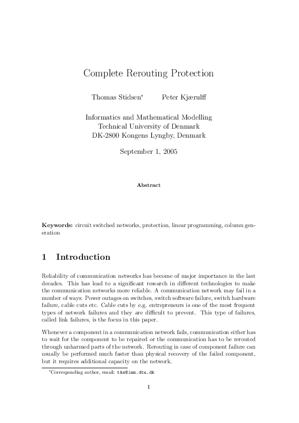 (PDF) Complete rerouting protection