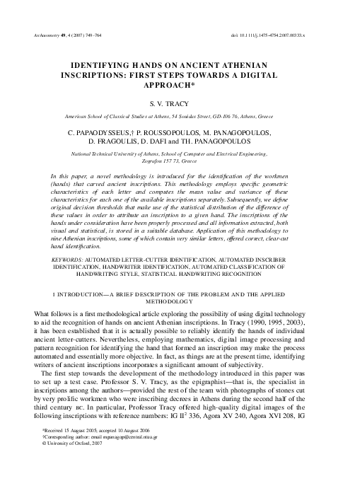 (PDF) Identifying Hands on Ancient Athenian Inscriptions: First Steps ...