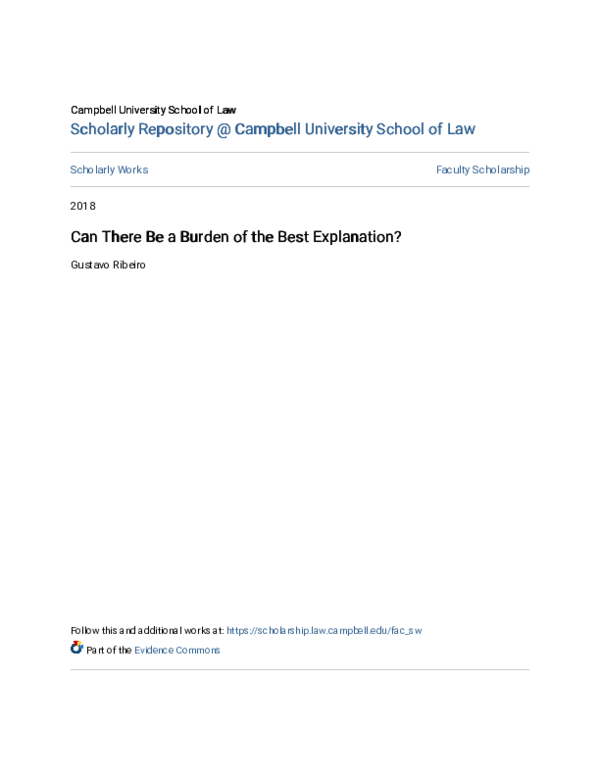 (PDF) Can there be a burden of the best explanation? | GUSTAVO PEREIRA ...