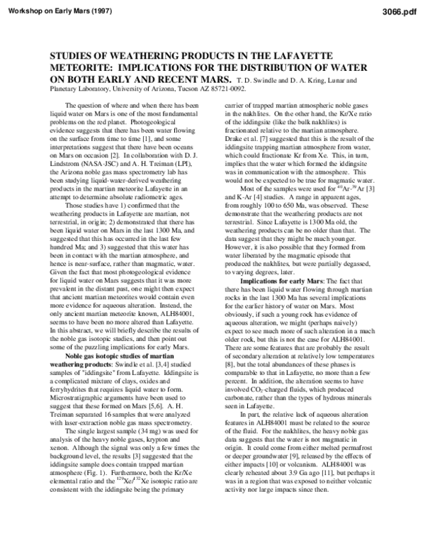 (PDF) Studies of Weathering Products in the Lafayette Meteorite ...