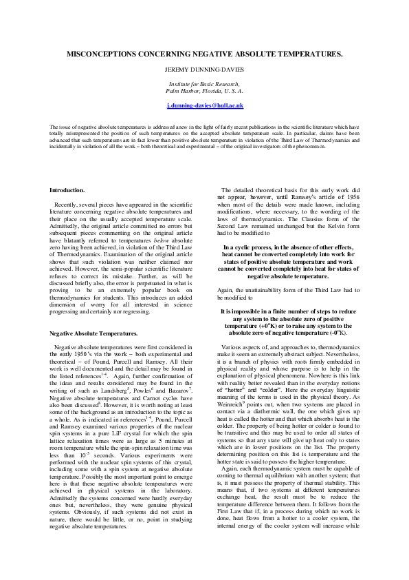 (PDF) Misconceptions Concerning Negative Absolute Temperatures | Jeremy ...