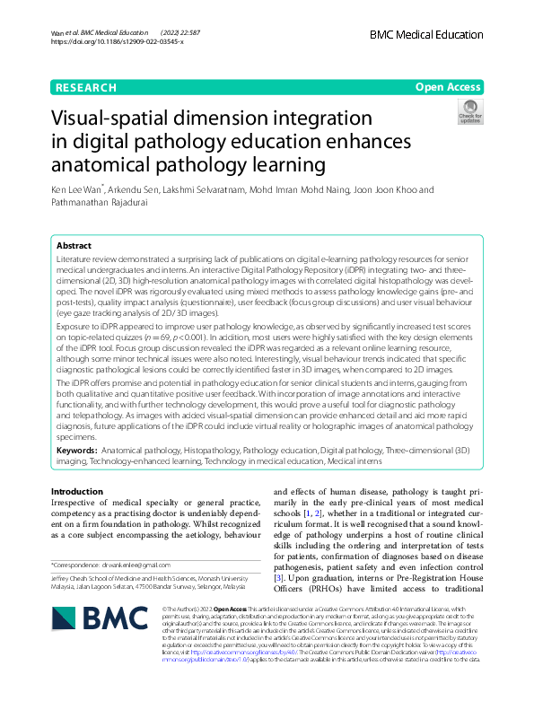 (PDF) Visual-spatial dimension integration in digital pathology education enhances anatomical ...