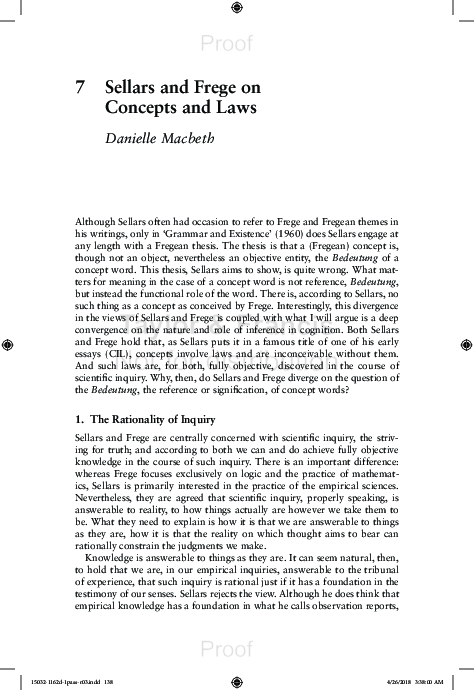 (PDF) 7 Sellars and Frege on Concepts and Laws
