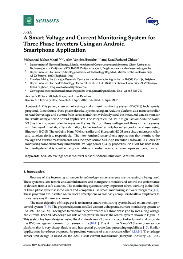 (PDF) A Smart Voltage and Current Monitoring System for Three Phase ...