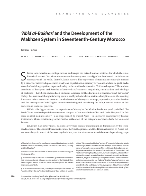 (PDF) 'Abid al-Bukhari and the Development of the Makhzen System in ...