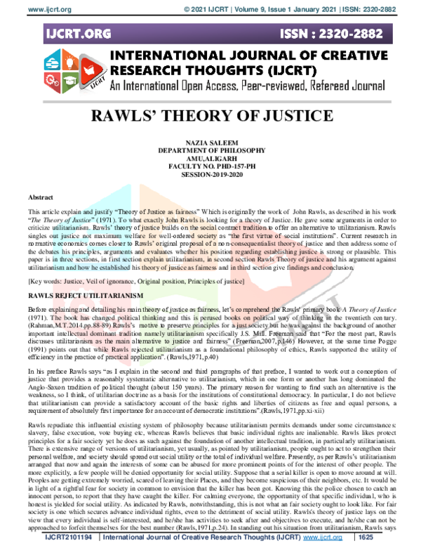 (PDF) Rawls’ Theory of Justice