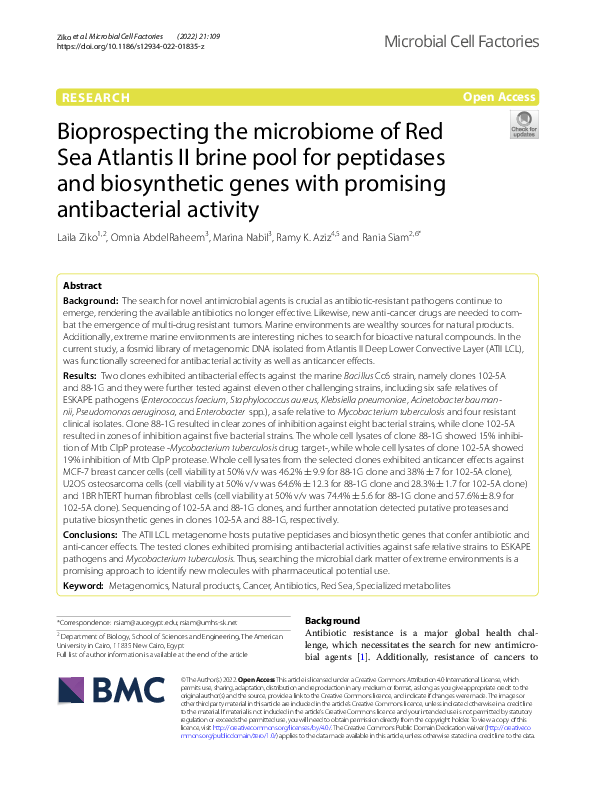 (PDF) Bioprospecting the microbiome of Red Sea Atlantis II brine pool ...