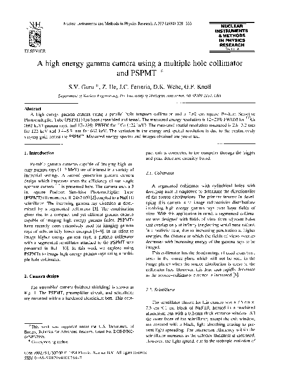 (PDF) A high energy gamma camera using a multiple hole collimator and PSPMT