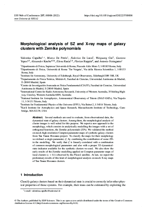 (PDF) Morphological analysis of SZ and X-ray maps of galaxy clusters ...