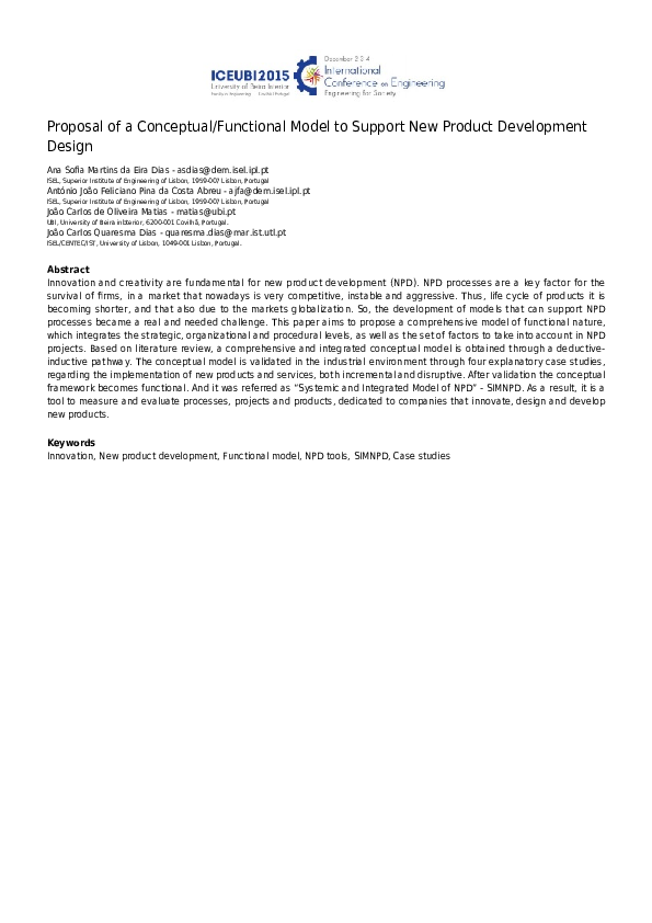 (PDF) Proposal of a Conceptual/Functional Model to Support New Product Development Design