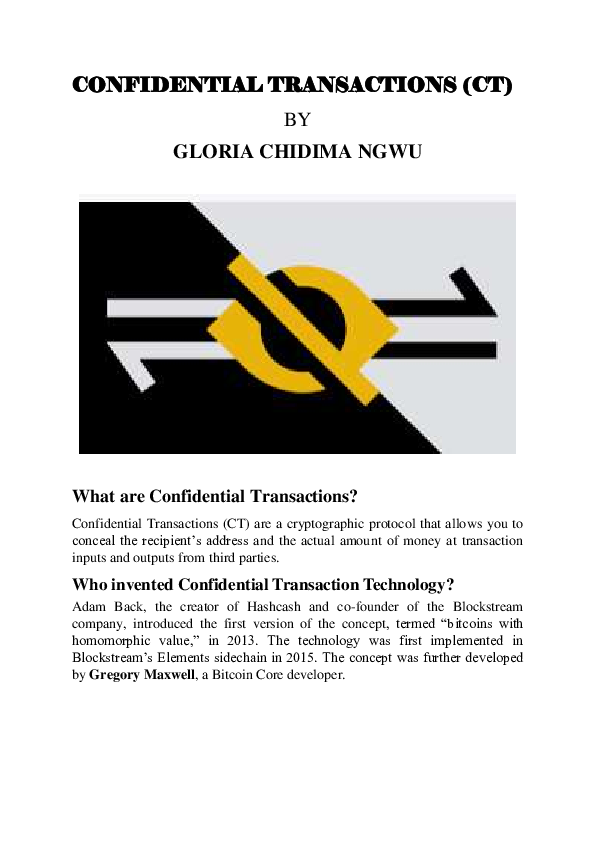 (PDF) CONFIDENTIAL TRANSACTIONS 1