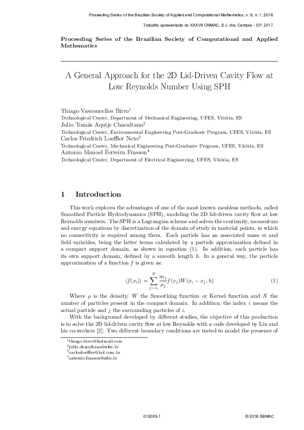 (PDF) A General Approach for the 2D Lid-Driven Cavity Flow at Low ...