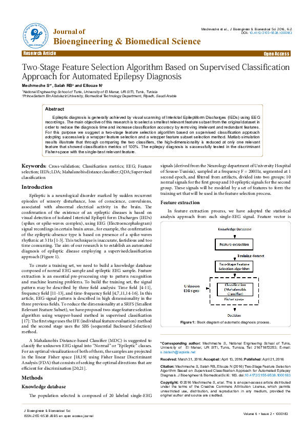 Pdf Two Stage Feature Selection Algorithm Based On Supervised