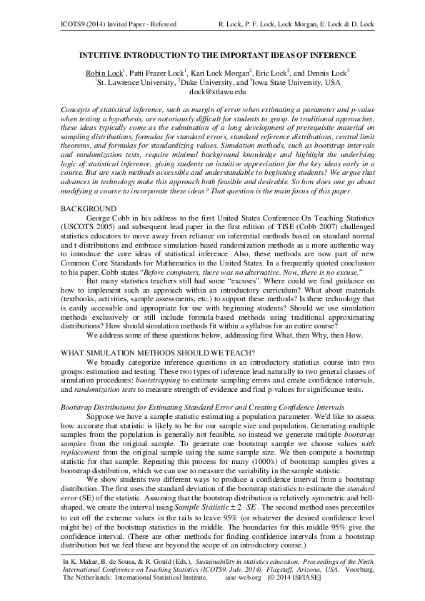 (PDF) Intuitive Introduction to the Important Ideas of Inference