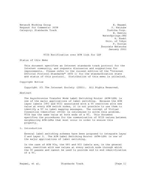 (PDF) VCID Notification over ATM link for LDP