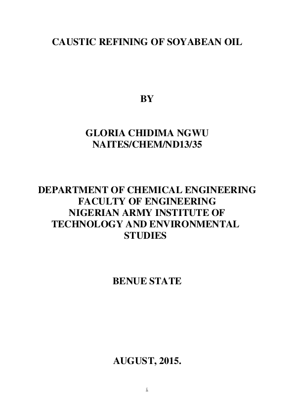 (PDF) CAUSTIC REFINING OF SOYABEAN OIL PROJECT