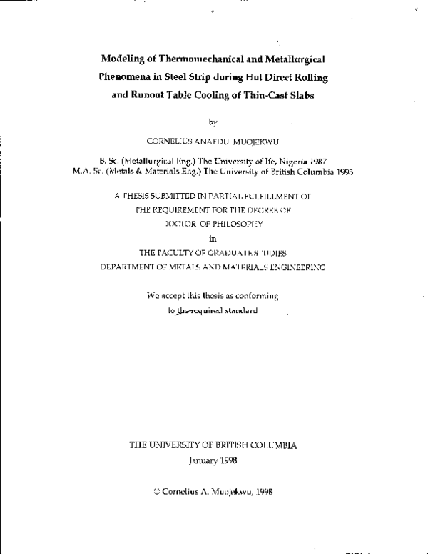 (PDF) Modeling of thermomechanical and metallurgical phenomena in steel ...