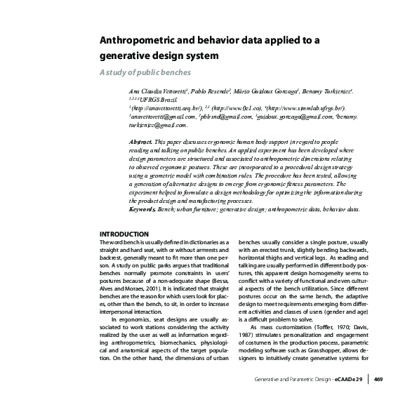 (PDF) Anthropometric and behavior data applied to a generative design system: A study of public ...