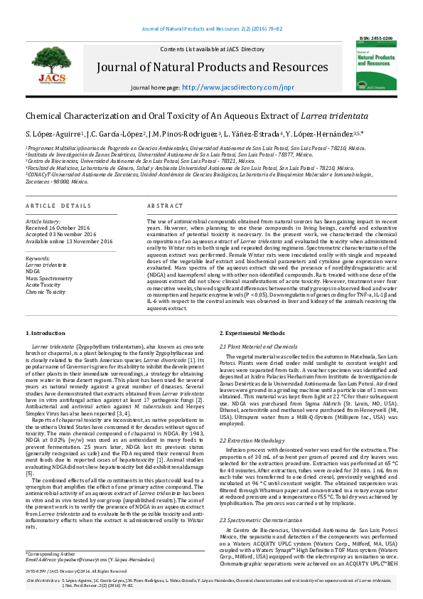 (PDF) Chemical Characterization and Oral Toxicity of An Aqueous Extract ...