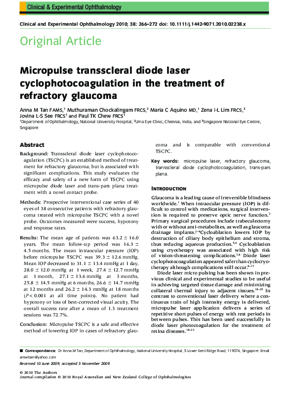 (PDF) Micropulse transscleral diode laser cyclophotocoagulation in the treatment of refractory ...