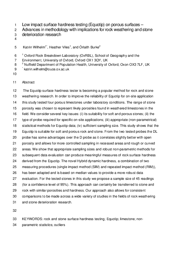 (PDF) Low impact surface hardness testing (Equotip) on porous surfaces ...