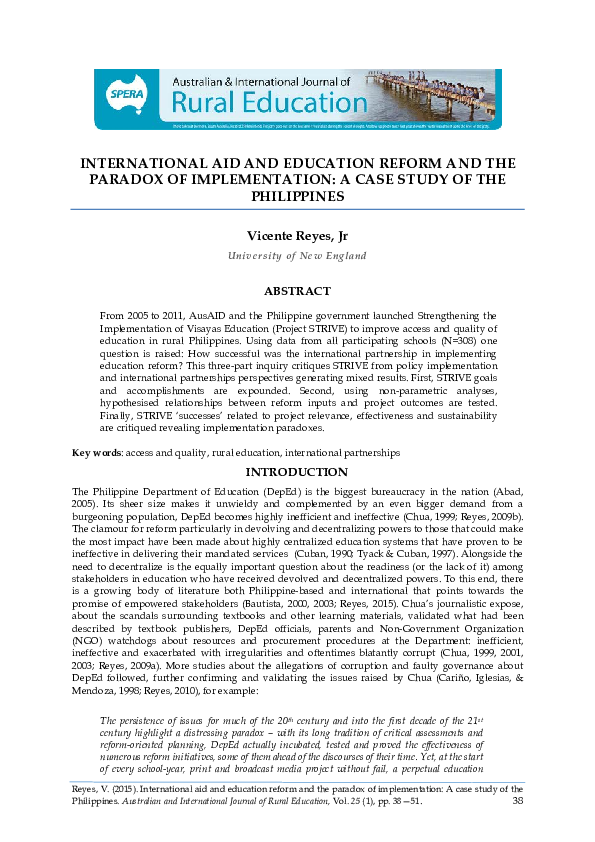 (PDF) International aid and education reform and the paradox of ...
