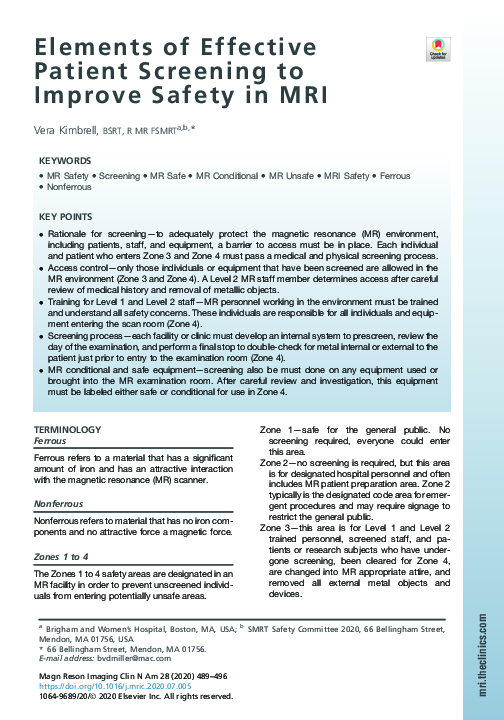 (PDF) Elements of Effective Patient Screening to Improve Safety in MRI