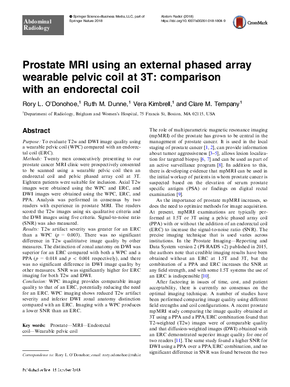 (PDF) Prostate MRI using an external phased array wearable pelvic coil ...
