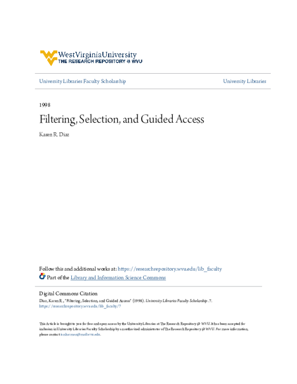 (PDF) Filtering, Selection, and Guided Access