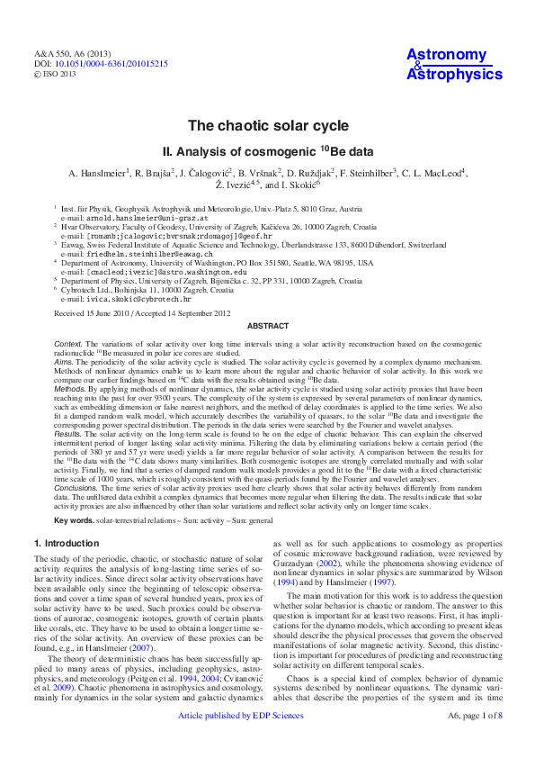 (PDF) The chaotic solar cycle
