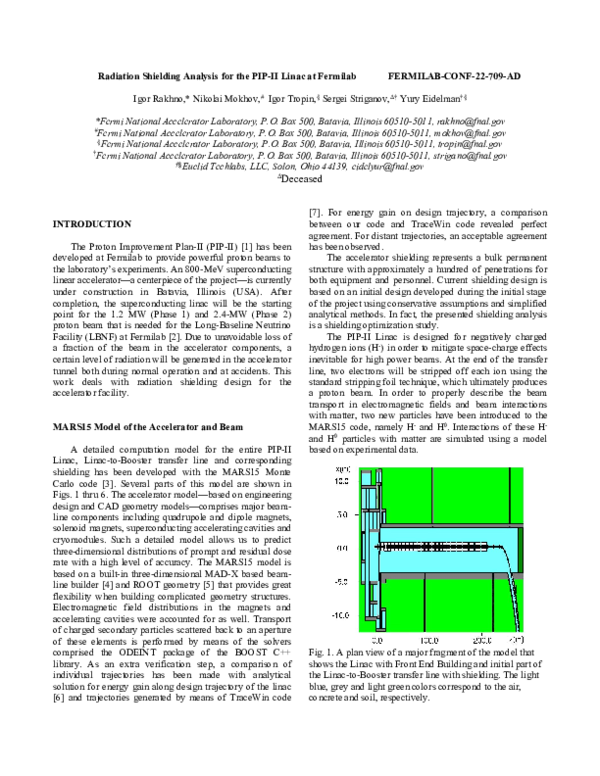 (PDF) Radiation Shielding Analysis for the PIP-II Linac at Fermilab