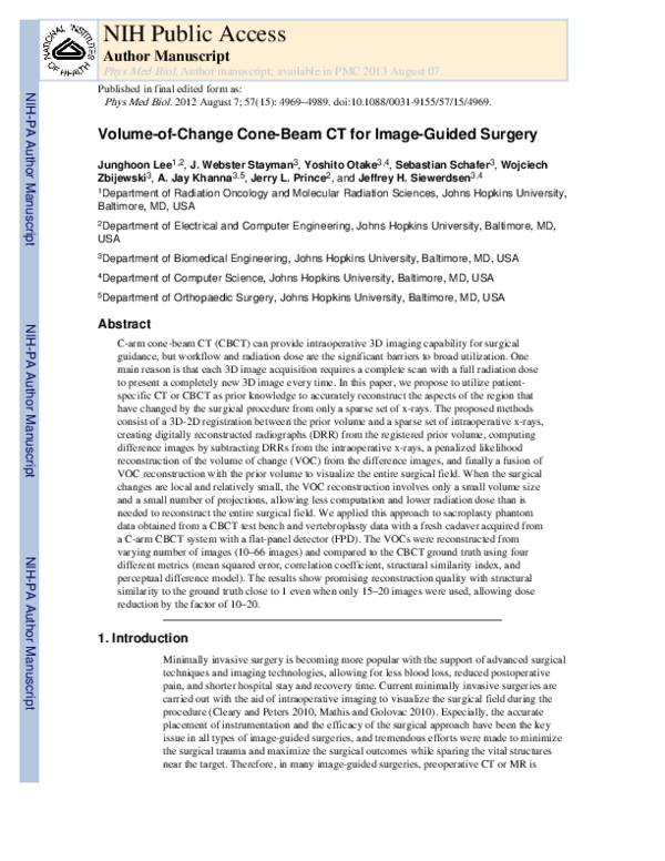 (PDF) Volume-of-change cone-beam CT for image-guided surgery