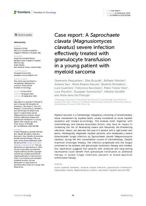 (PDF) Case report: A Saprochaete clavata (Magnusiomyces clavatus ...