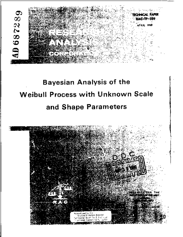 Pdf Bayesian Analysis Of The Weibull Process With Unknown Scale And Shape Parameters