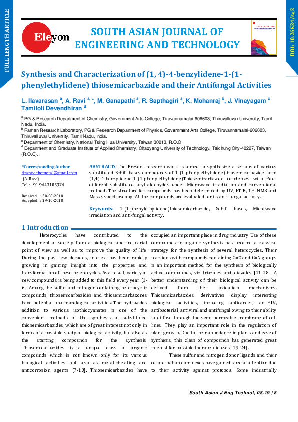 Pdf Synthesis And Characterization Of 1 4 4 Benzylidene 1 1 Phenylethylidene