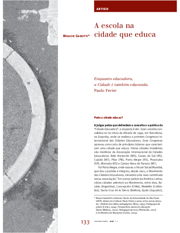 (PDF) A escola na cidade que educa