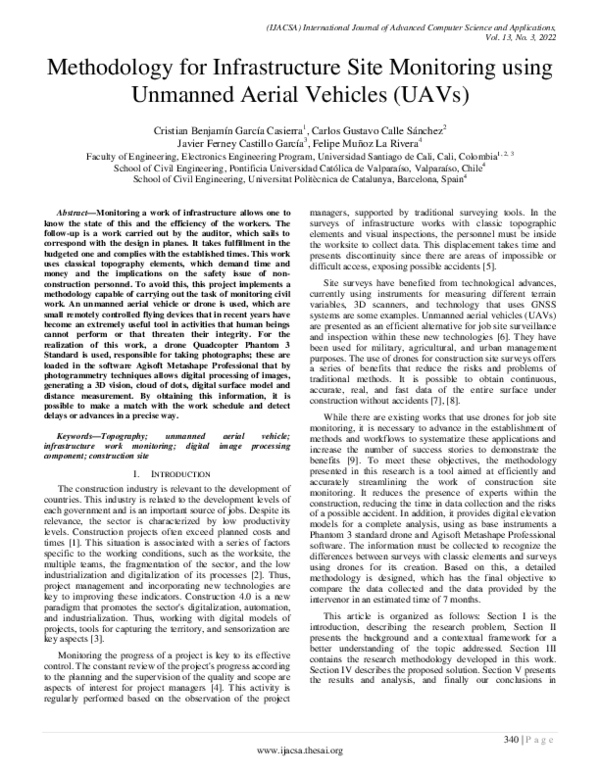 Pdf Methodology For Infrastructure Site Monitoring Using Unmanned