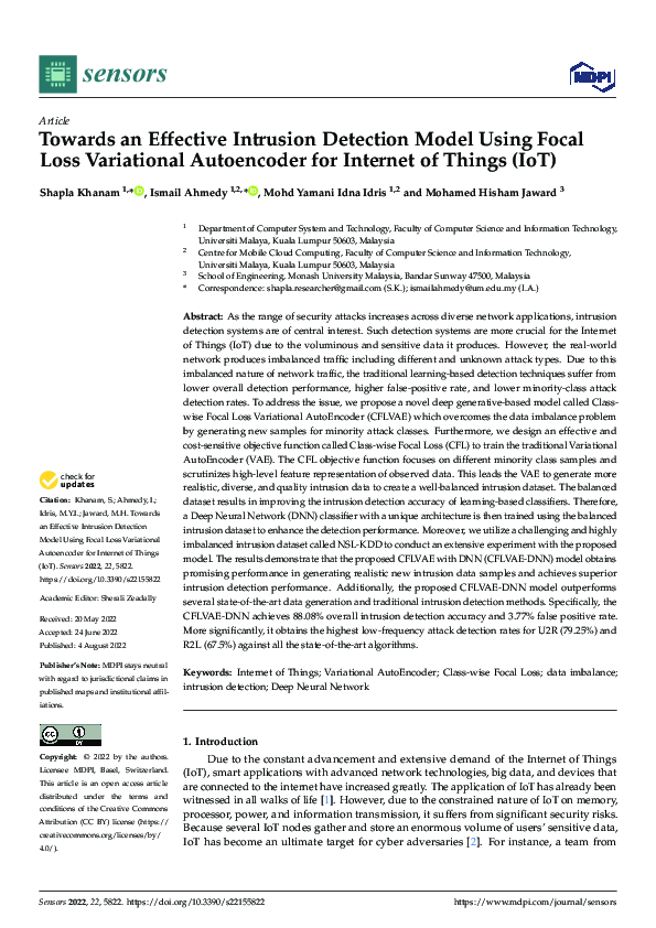 Pdf Towards An Effective Intrusion Detection Model Using Focal Loss Variational Autoencoder