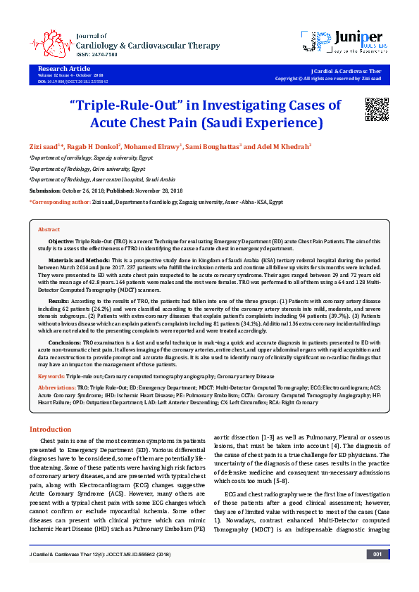 (PDF) “Triple-Rule-Out” in Investigating Cases of Acute Chest Pain ...