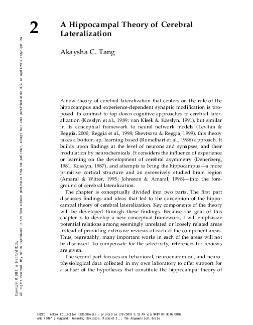 (PDF) Chapter 2: A Hippocampal Theory of Cerebral Lateralization